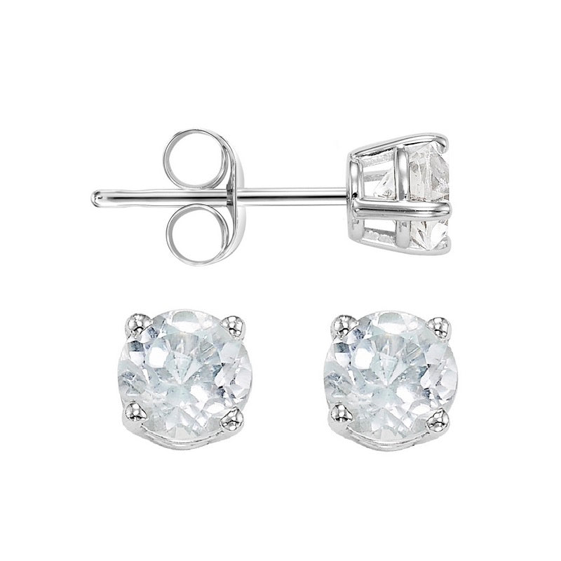 14KW Prong White Sapphire Studs | International Diamond Center
