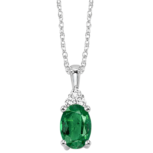 10KW Color Ens Prong Emerald Necklace 1/30CT | International Diamond Center