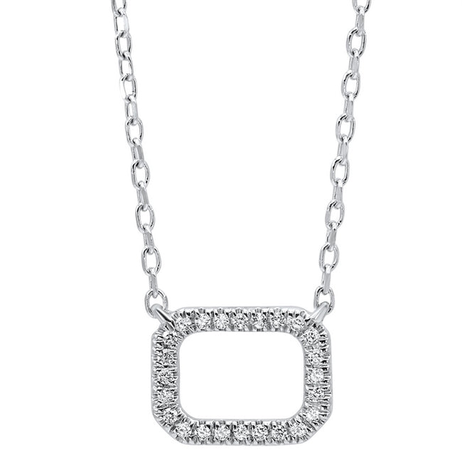14kt White Gold Rectangle Shaped Diamond Pendant