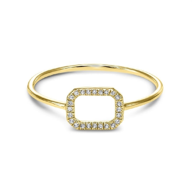 14k Yellow Gold Rectangle Diamond Ring