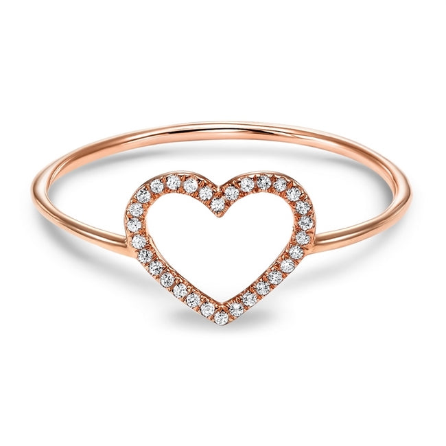 14k Rose Gold Heart Shaped Diamond Ring