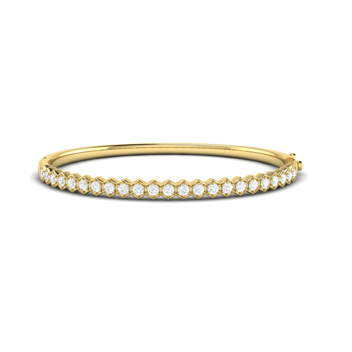 Vlora Serafina 14K Diamond Honeycomb Hinged Bangle (Diamond 1.38CTW)