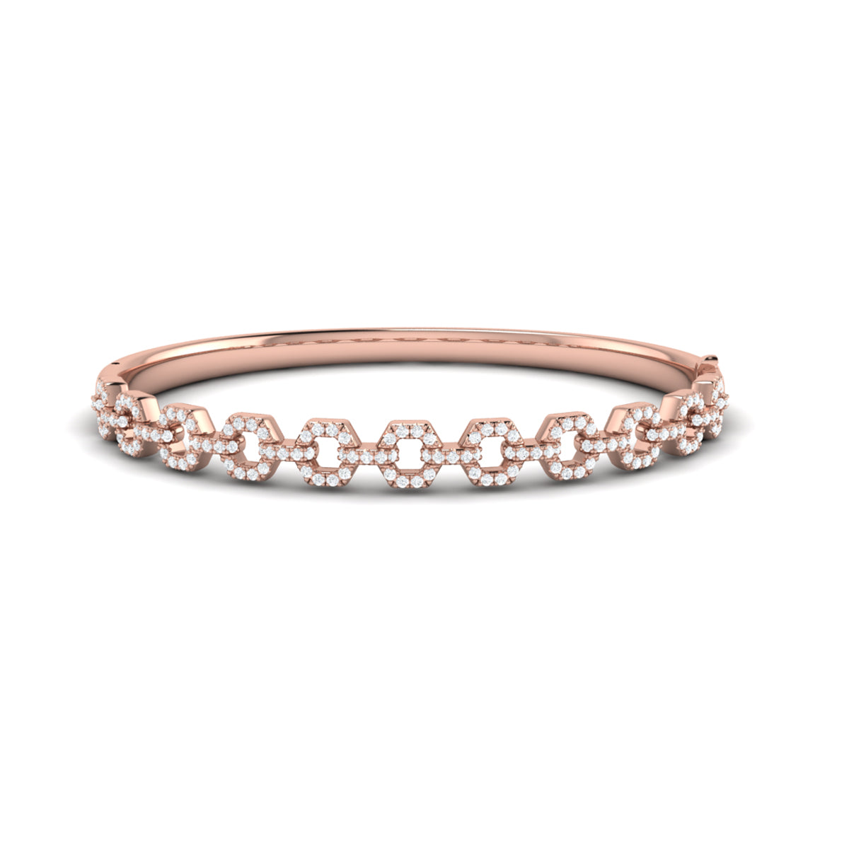 Vlora Serafina 14K Diamond Open Link Hinged Bangle (Diamond 1.07CTW)