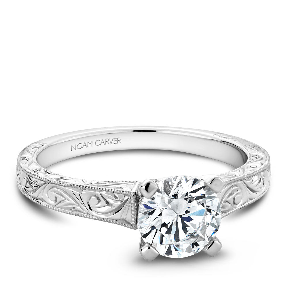 Noam Carver White Gold Carved Shank Engagement Ring Setting