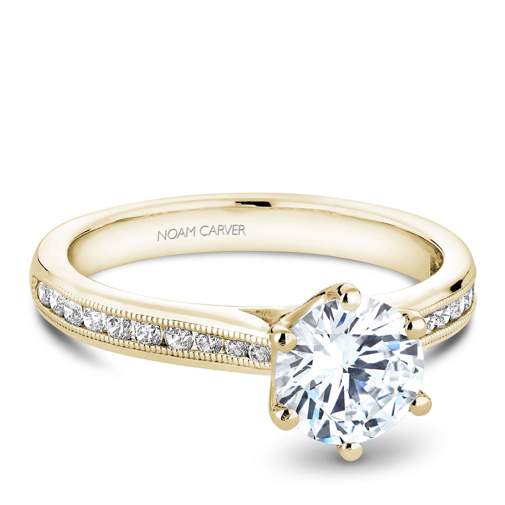 Noam Carver Yellow Gold 6-Prong Channel Set Diamond Engagement Ring Se