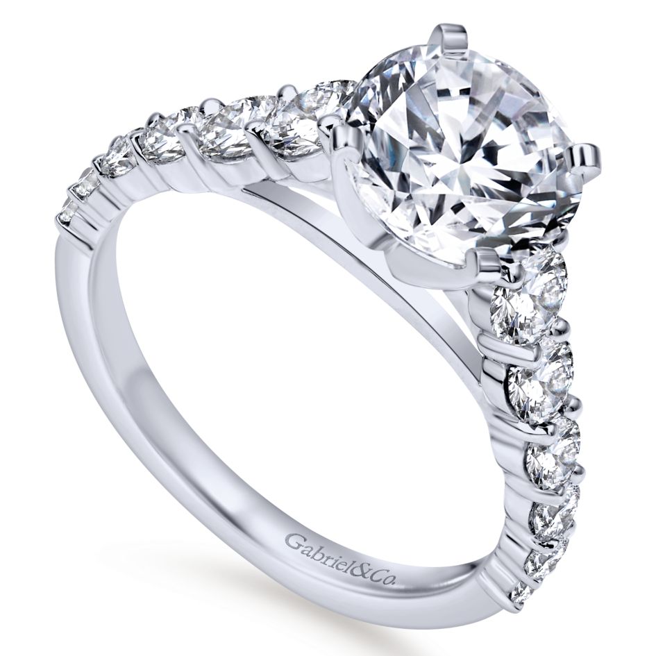Gabriel Bridal Collection White Gold Diamond Graduating Diamond Accent