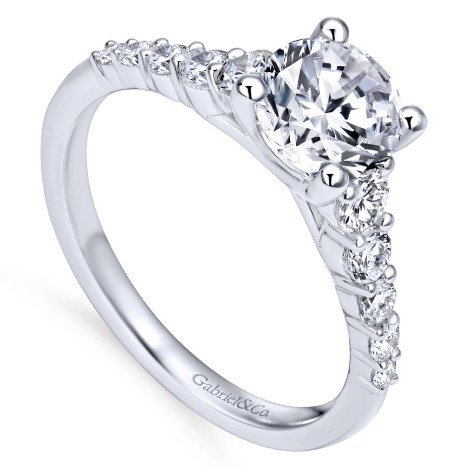 Gabriel Bridal Collection White Gold Diamond Accent Graduating Diamond