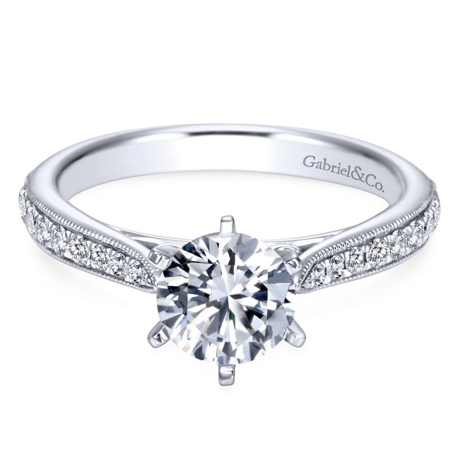 Gabriel Bridal Collection White Gold Diamond Straight Channel and Milg