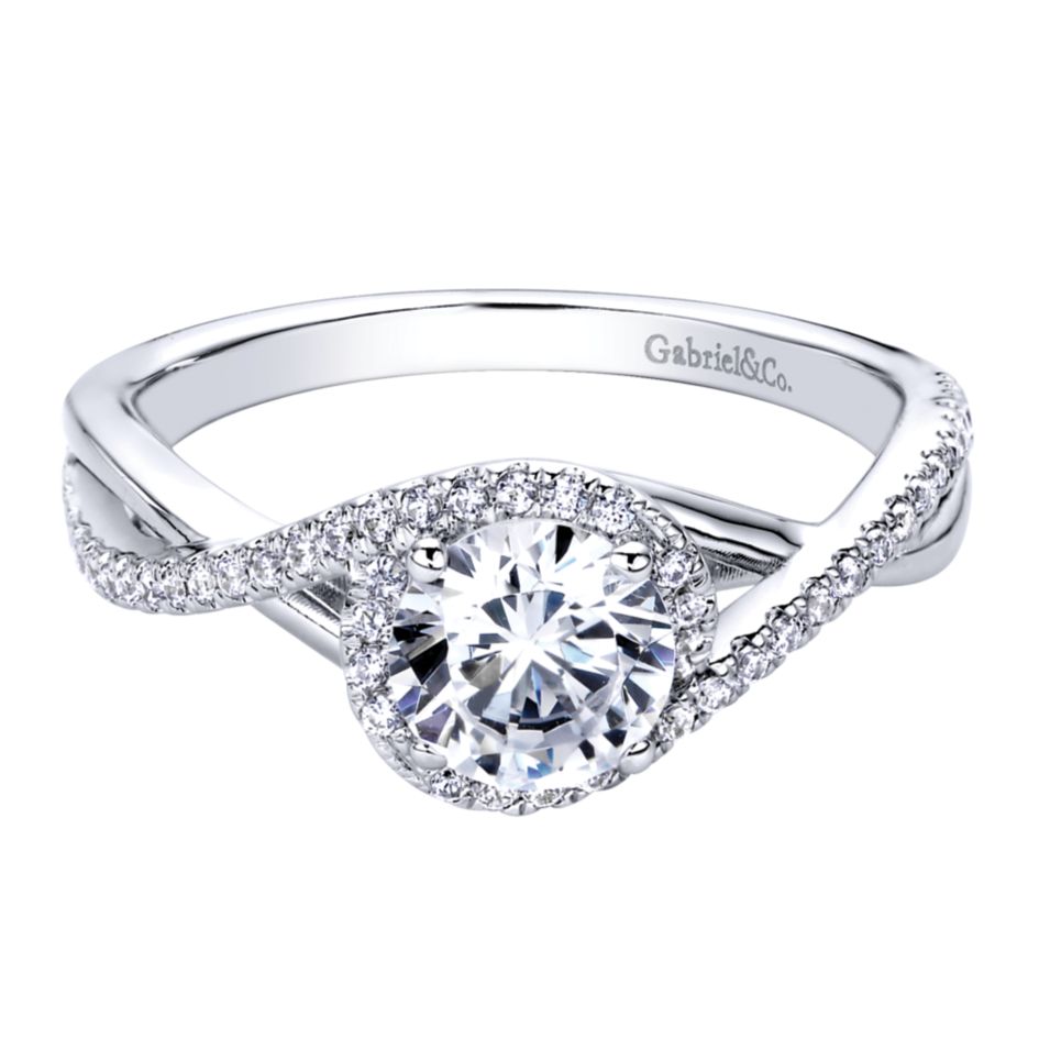 Gabriel Bridal Collection White Gold Criss Cross Engagement Ring (0.14